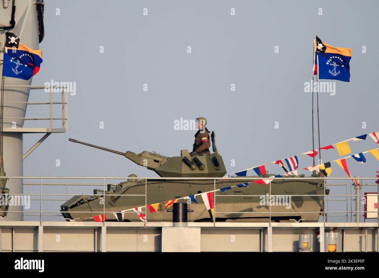 Maracaibo-Venezuela-24-07-2013. An amphibious vehicle is transported on ...