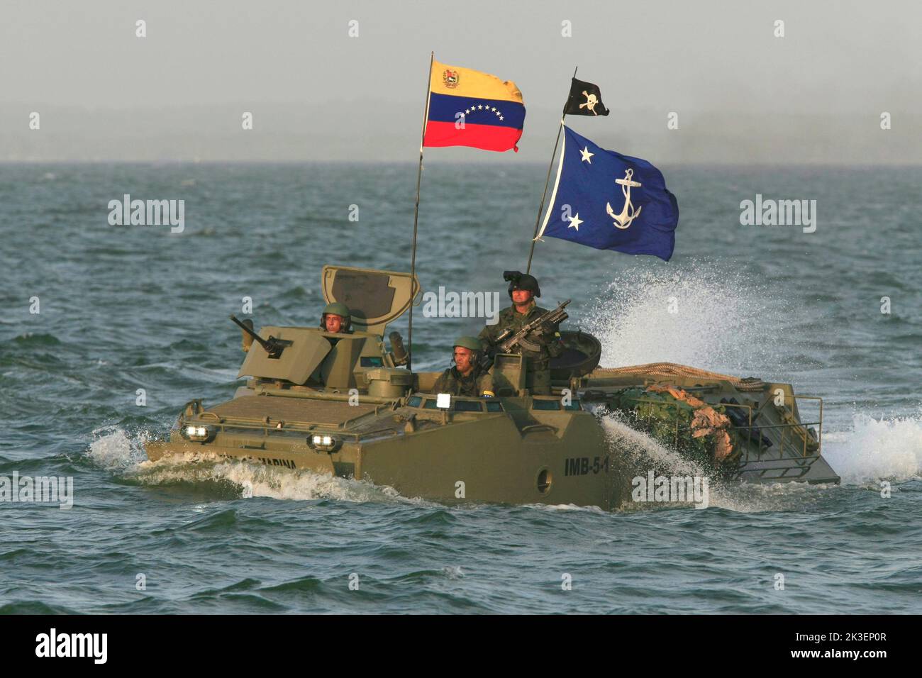 Maracaibo-Venezuela-24-07-2013. An amphibious vehicle manned by ...