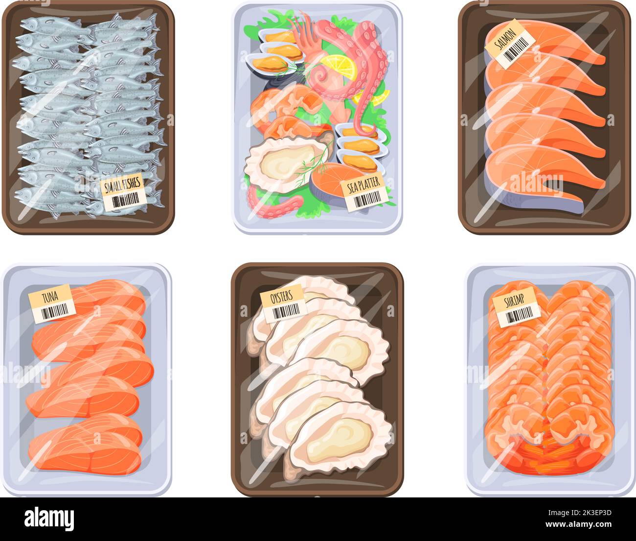 Frozen seafood package Stock Vector Images - Alamy