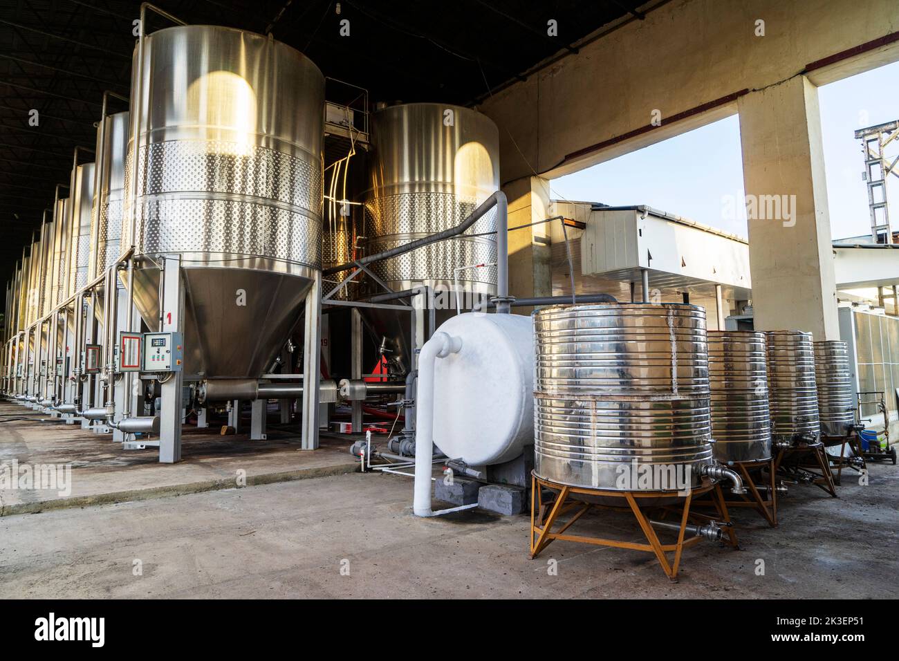 modern wine factory with large tanks, Ivanovka, Azerbaijan Stock Photo ...