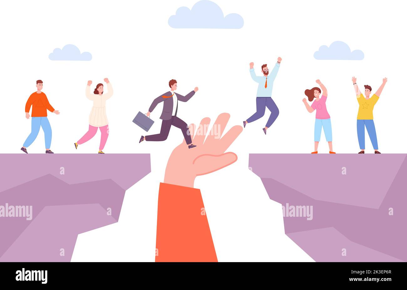 Leader hand helping supporters. Partnership support concept, mentor ...