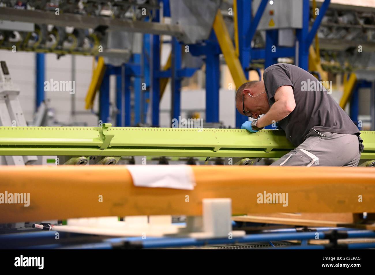 Illustration picture shows the production hall of aerospace company ...