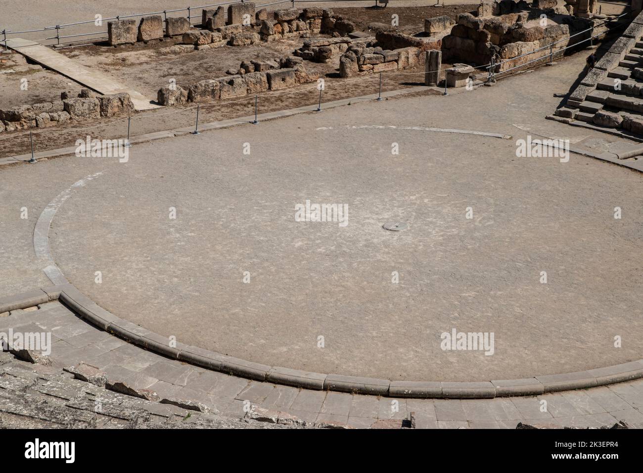 Stage of Greek ancient stone amphitheater closeup Stock Photo - Alamy