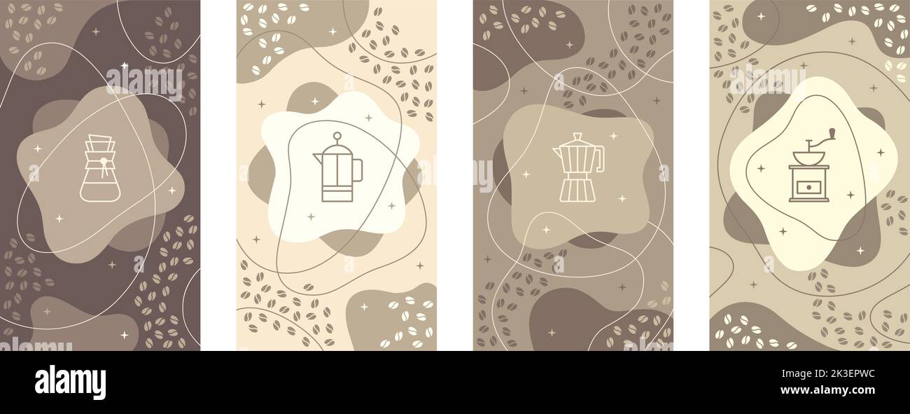 Coffee flyers or covers template, decorative fluid spots and lines ...