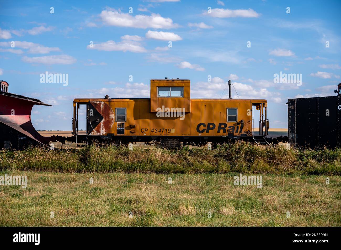 Mossleigh, Alberta - September 17, 2022: old abandoned rail cars on a ...