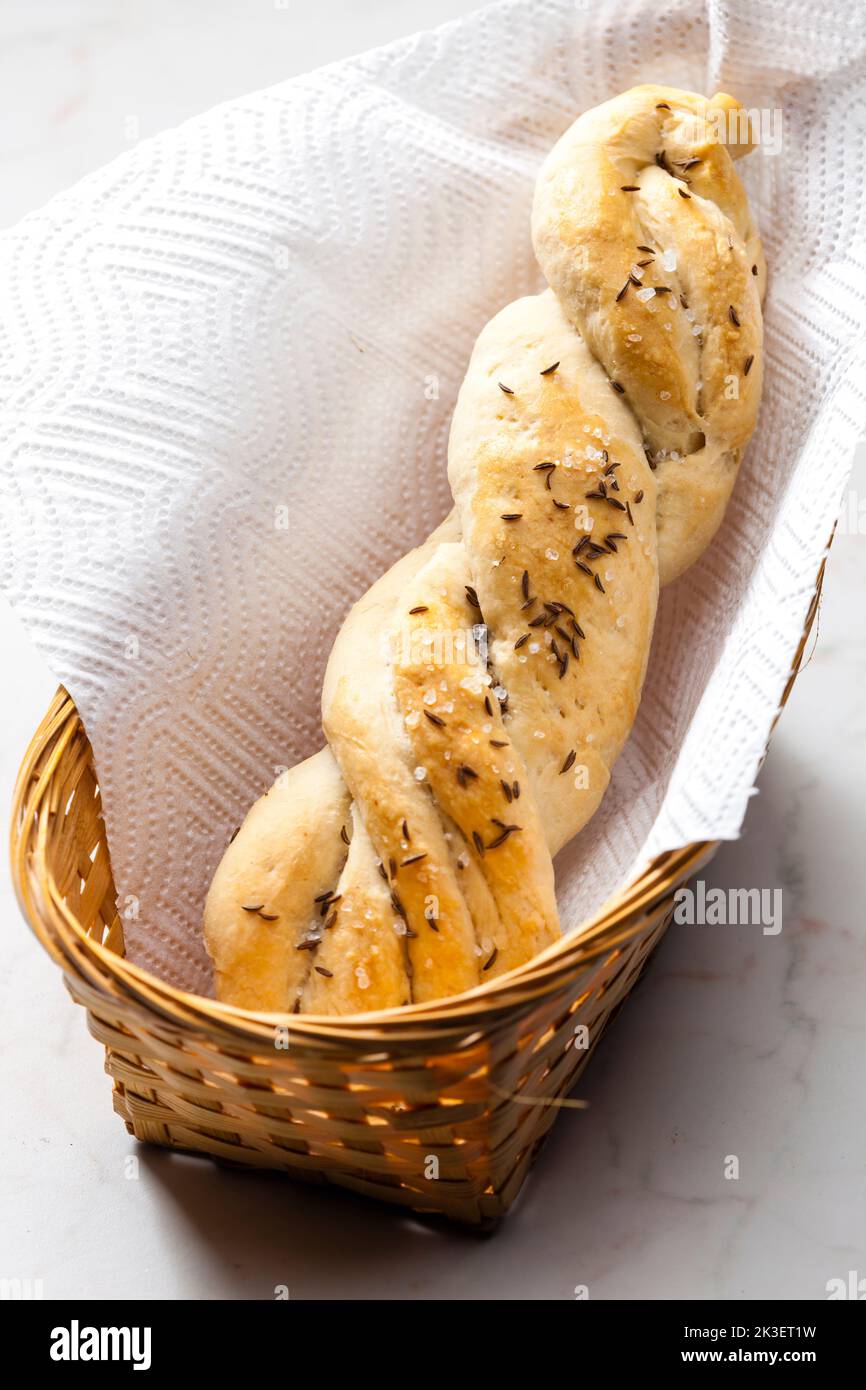 homemad bun with salt and cumin Stock Photo - Alamy