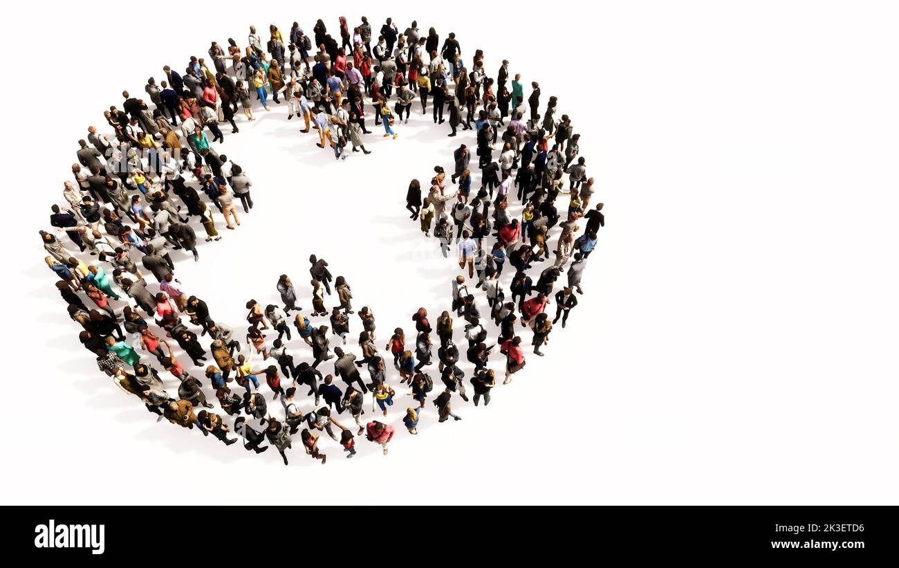 Concept or conceptual large gathering of people forming a cross sign on ...