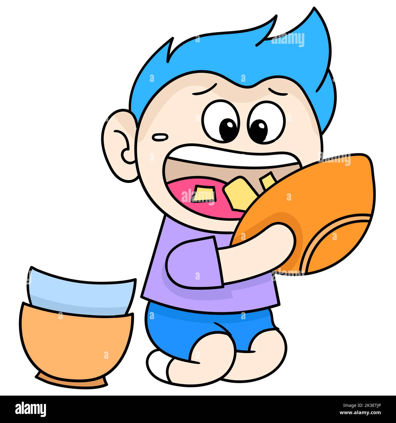 A vector of boy enjoying food gusto in white background Stock Vector ...