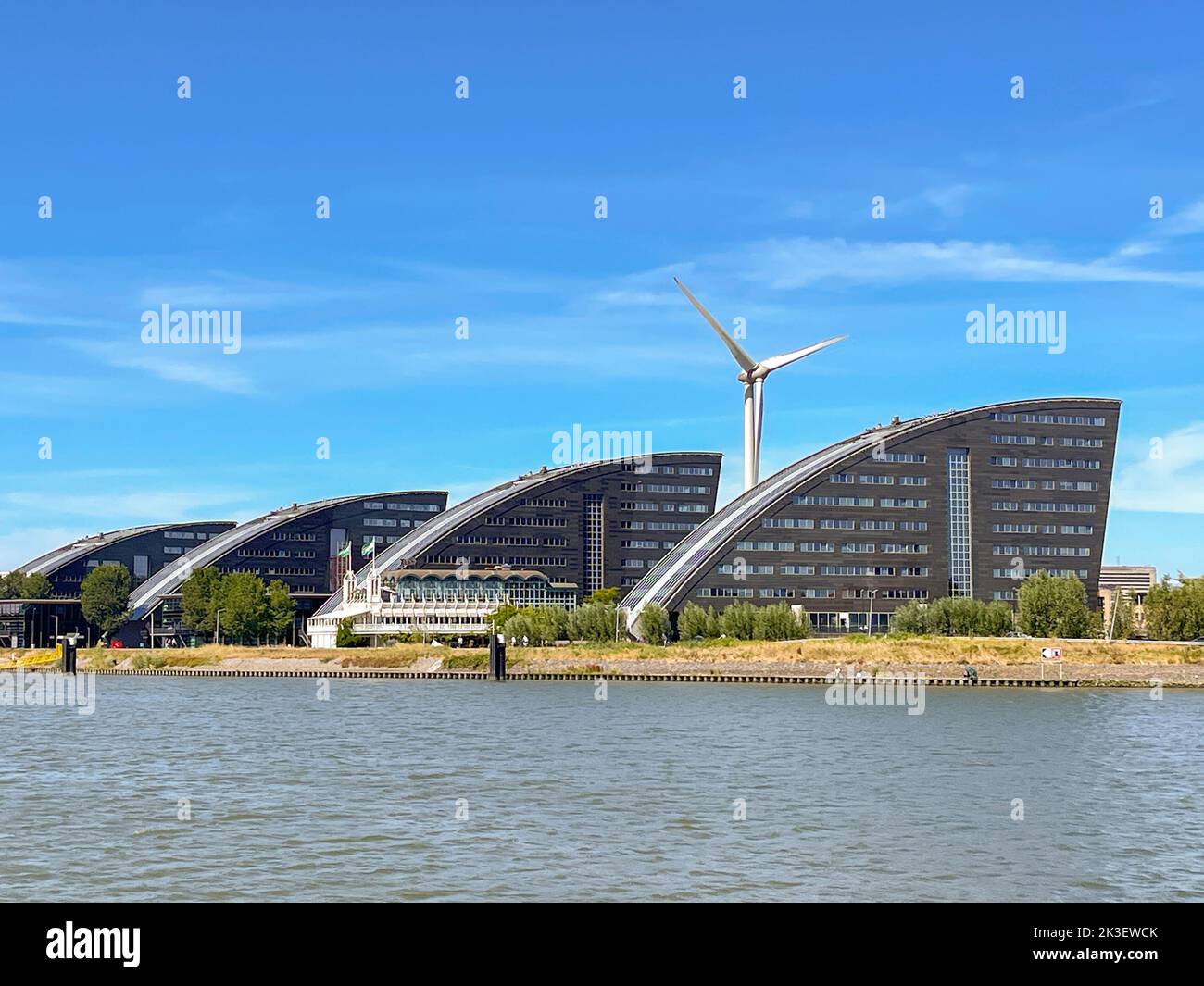 Rotterdan, Netherlands - August 2022: Apartment blocks with a curved ...