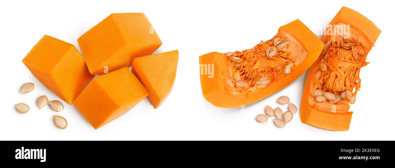 butternut squash slice isolated on white background with full depth of ...