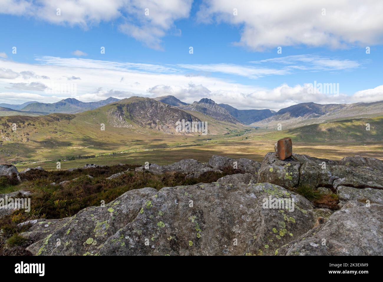 Tryfan and the Glyderau viewed from Craig Wen, part of the mountain ...
