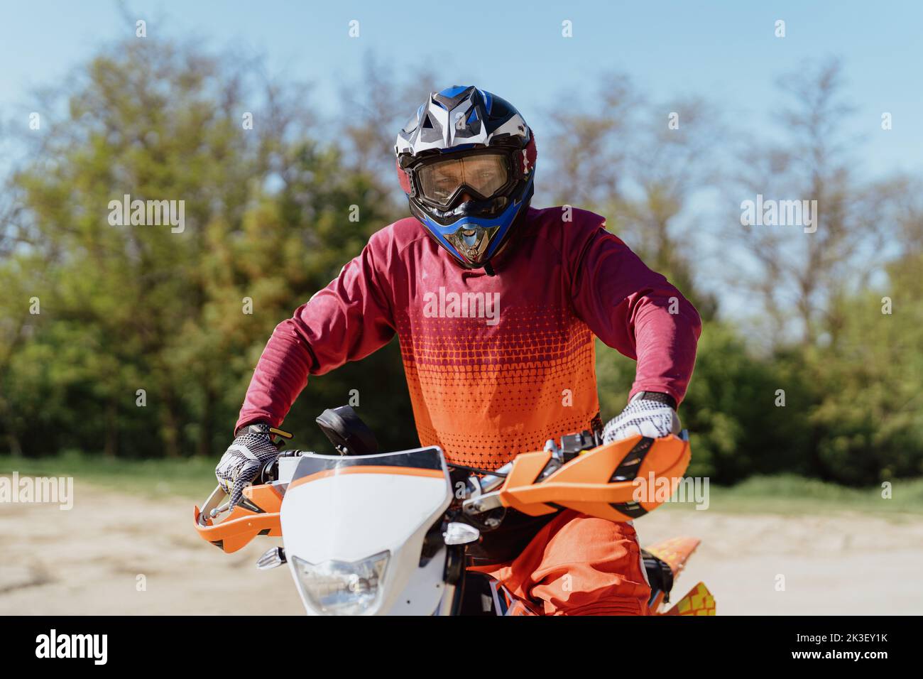 Extreme and Adrenaline. Motocross rider close up portrait. Motocross ...