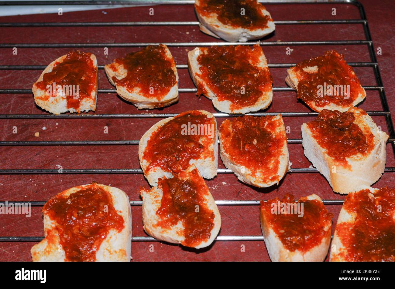 Menorcan sobrasada starter in pieces of bread Stock Photo - Alamy