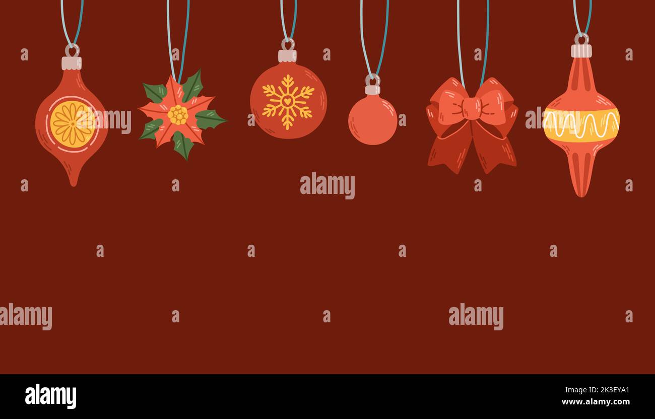 Hanging Christmas balls with ornaments flat vector Stock Vector Image ...