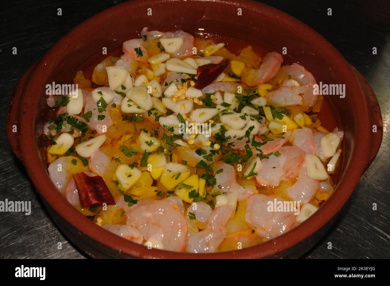 shrimp pil pil, traditional Spanish dish, also known as shrimp al pil ...