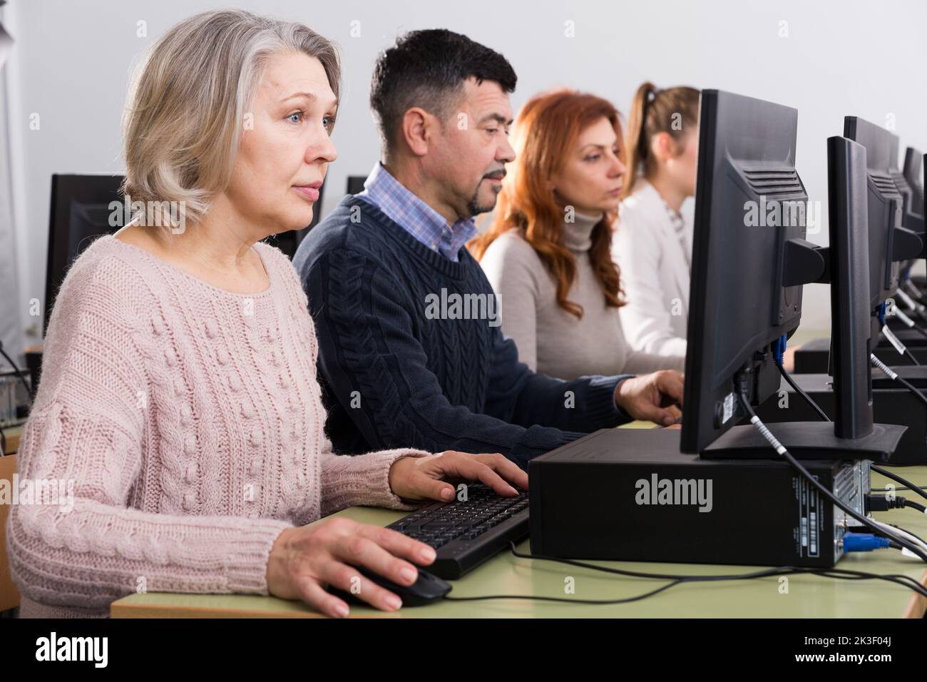 People of different age studying in computer class Stock Photo - Alamy