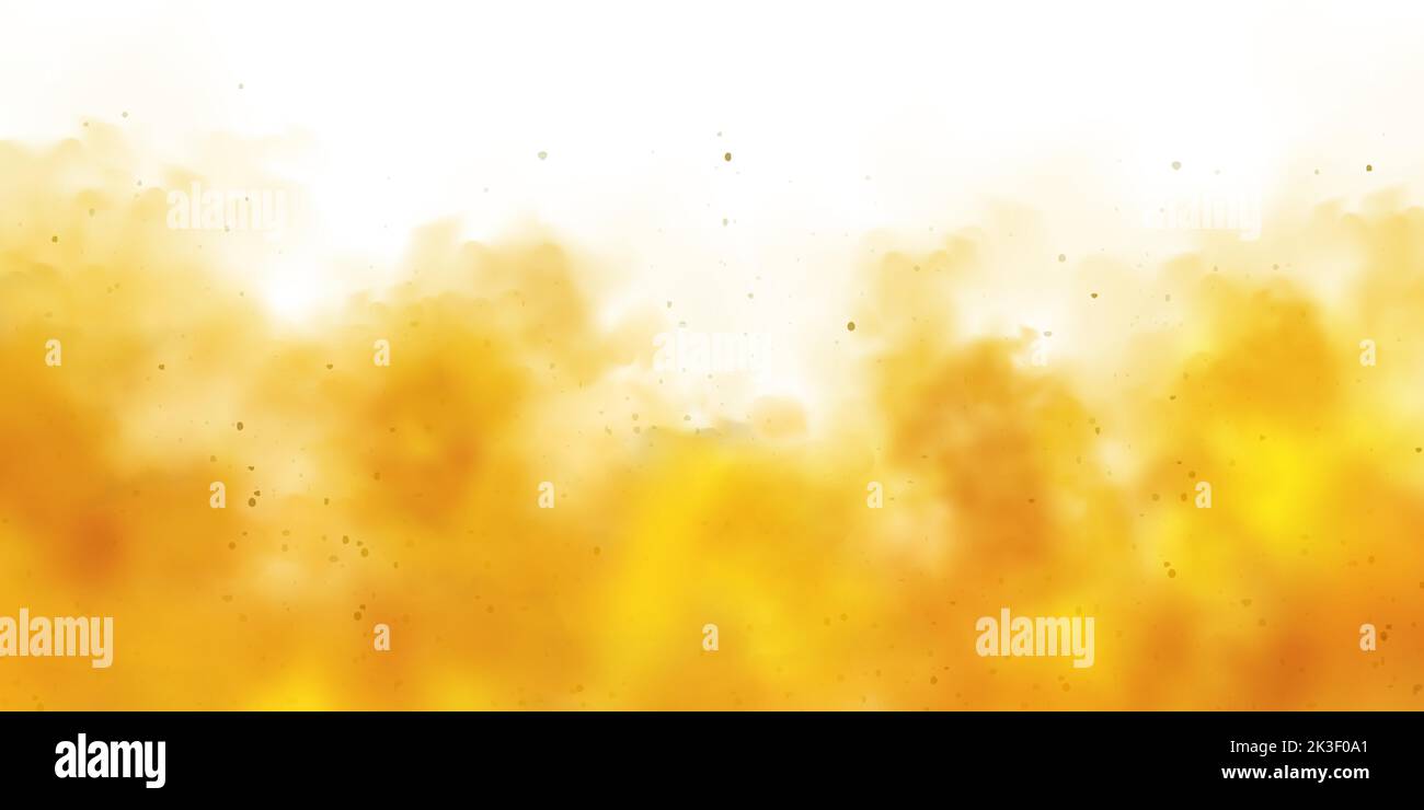 Yellow colorful smoke clouds isolated on white background, realistic ...
