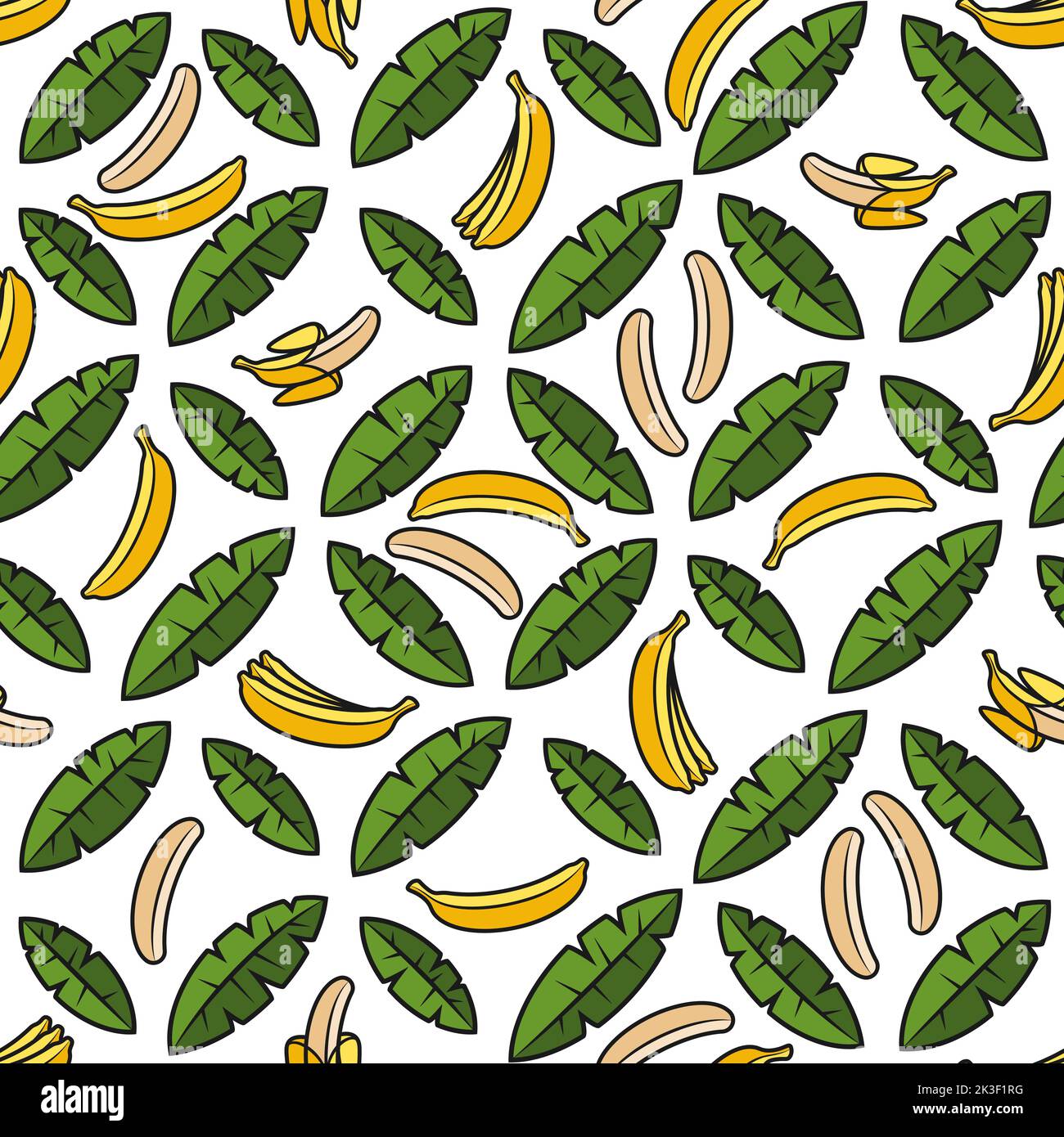 Seamless pattern with palms and bananas. Tropical vector background ...