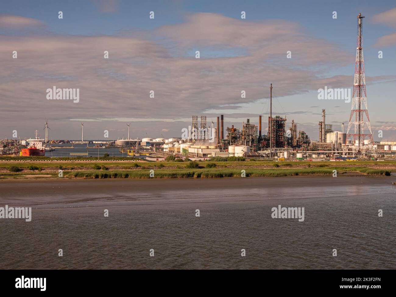 Antwerpen, Flanders, Belgium - July 10, 2022: Industry along Scheldt ...