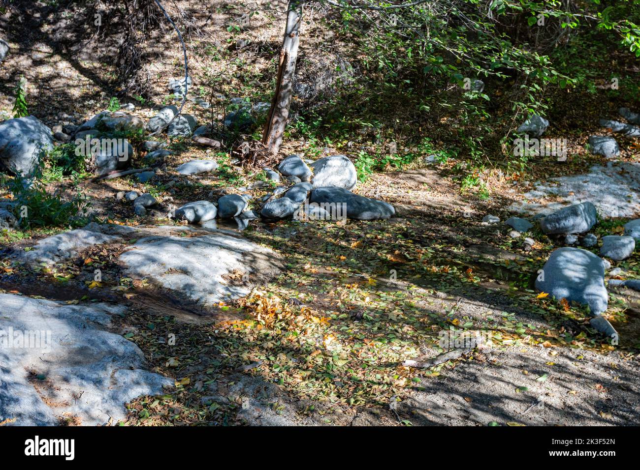 Sunny view of the beautiful Switzer Falls Trail at Los Angeles ...