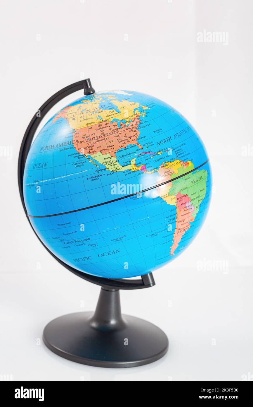 Close up shot of world globe at Los Angeles, California Stock Photo - Alamy