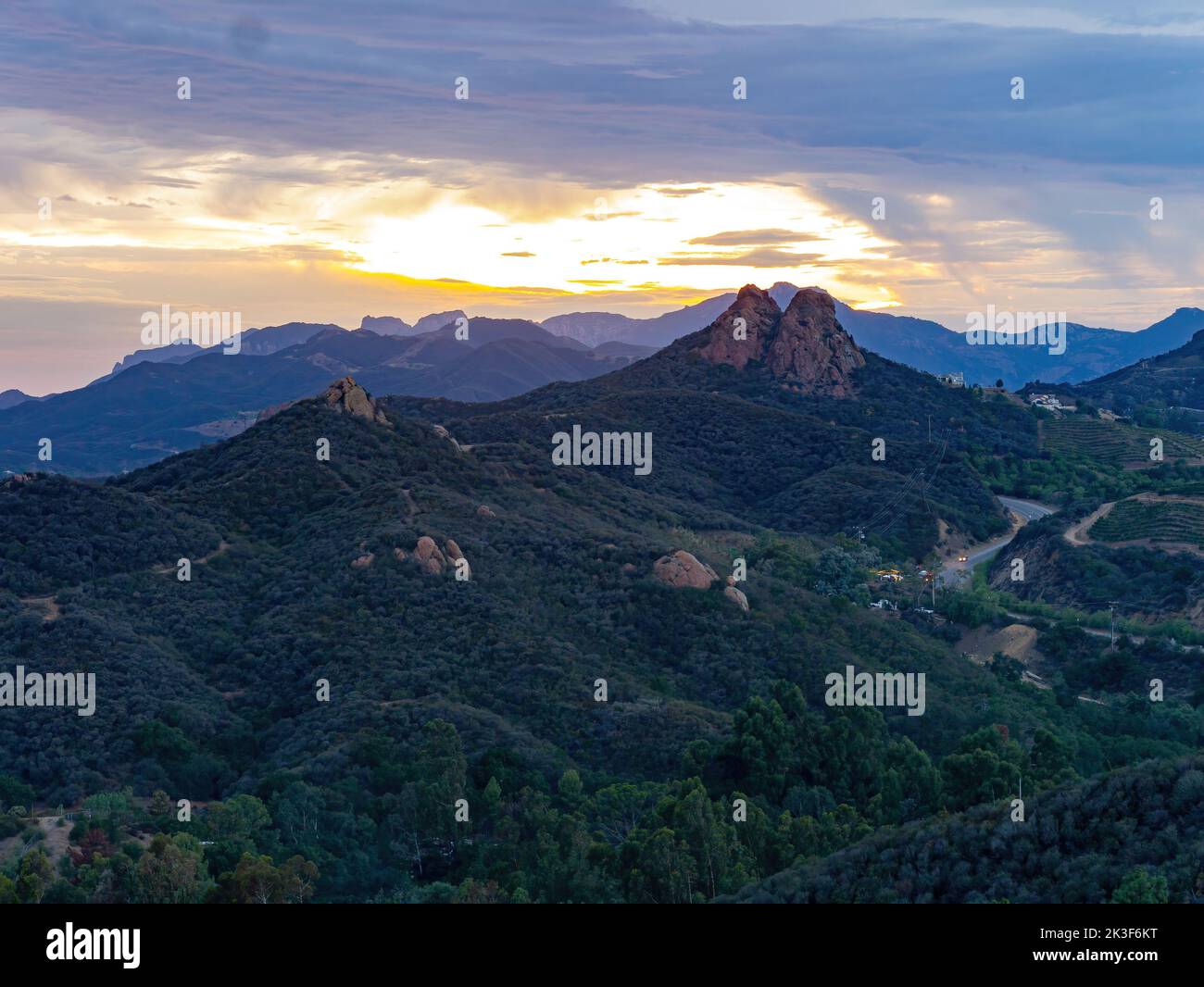 Sunset afterglow over Topanga State Park at California Stock Photo - Alamy