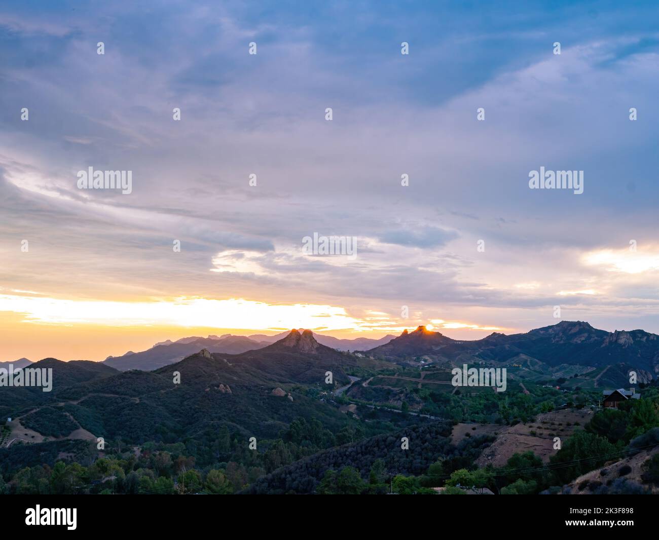 Sunset afterglow over Topanga State Park at California Stock Photo - Alamy