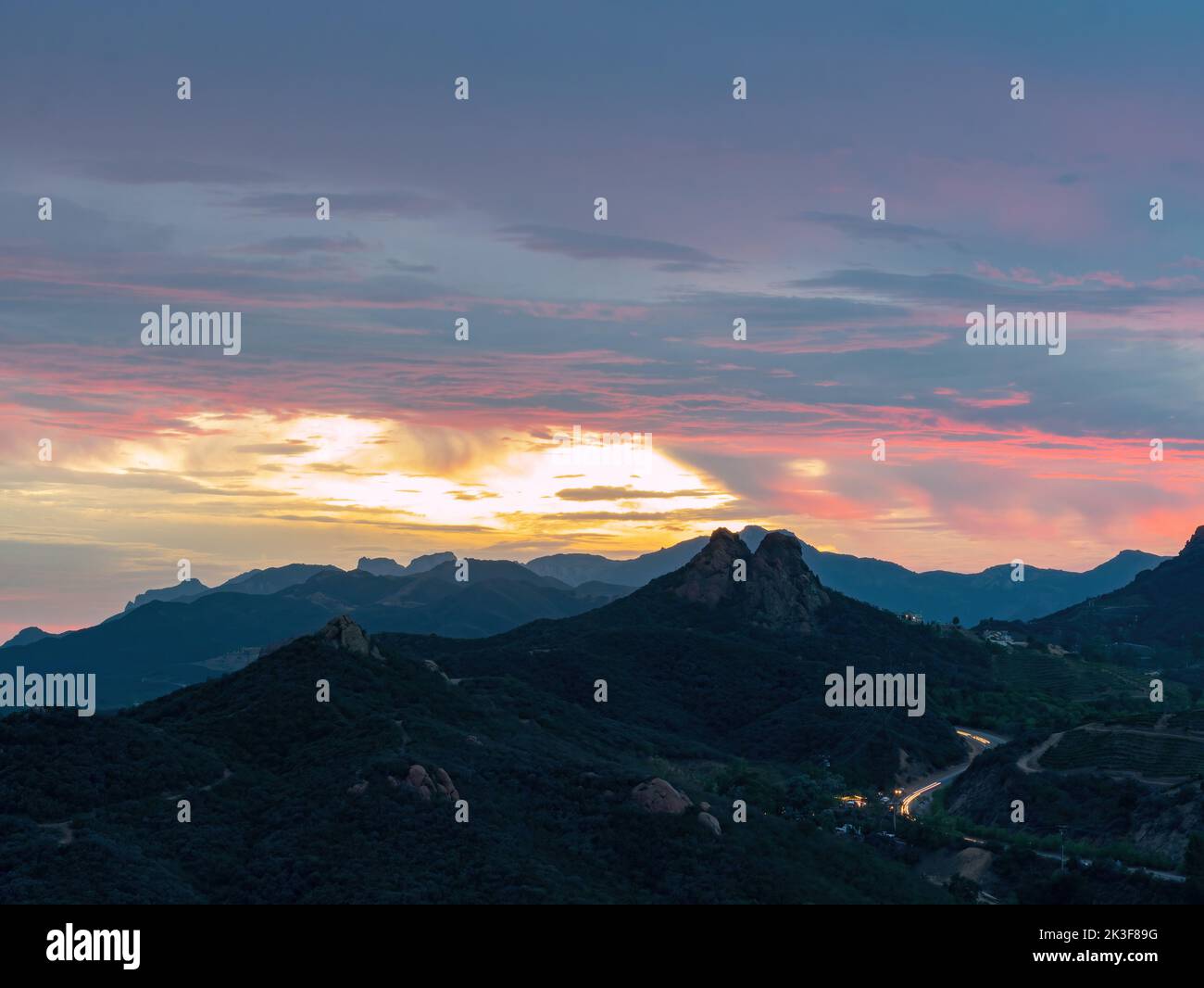 Sunset afterglow over Topanga State Park at California Stock Photo - Alamy