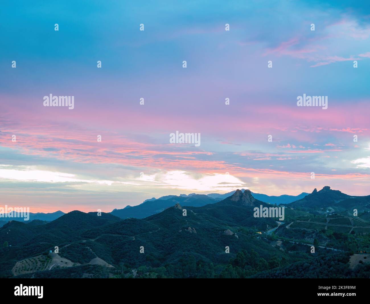 Sunset afterglow over Topanga State Park at California Stock Photo - Alamy