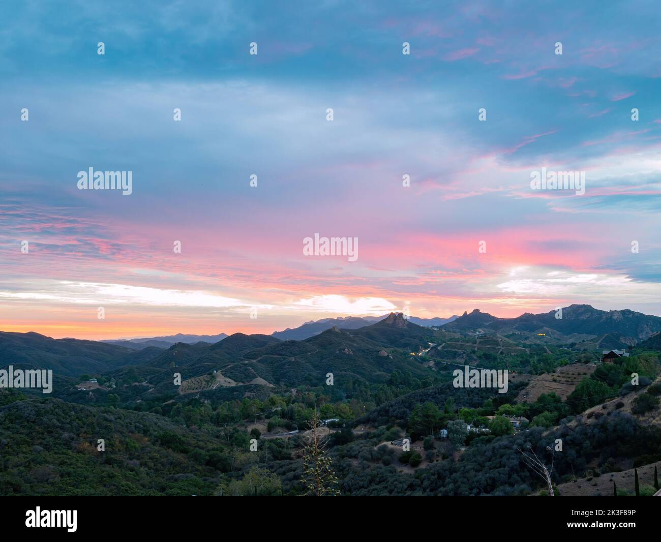 Sunset afterglow over Topanga State Park at California Stock Photo - Alamy