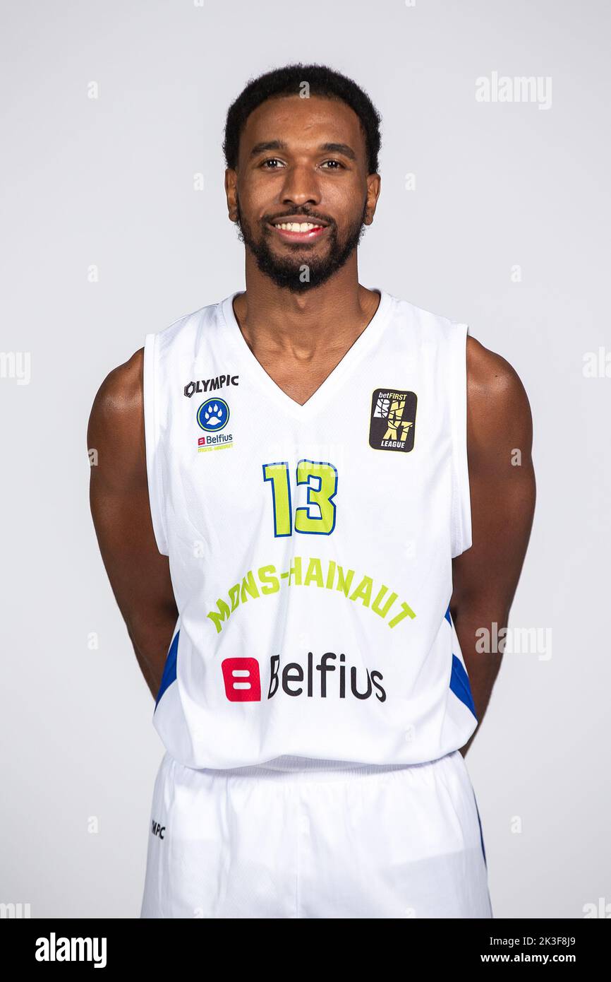 Mons' Keith Braxton poses at a photoshoot of Belgian Basketball team ...