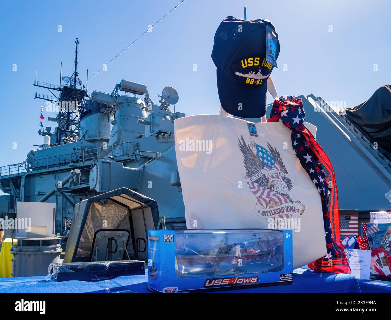 Long Beach, JUL 24 2014 - Sunny view of the Battleship USS Iowa Stock ...