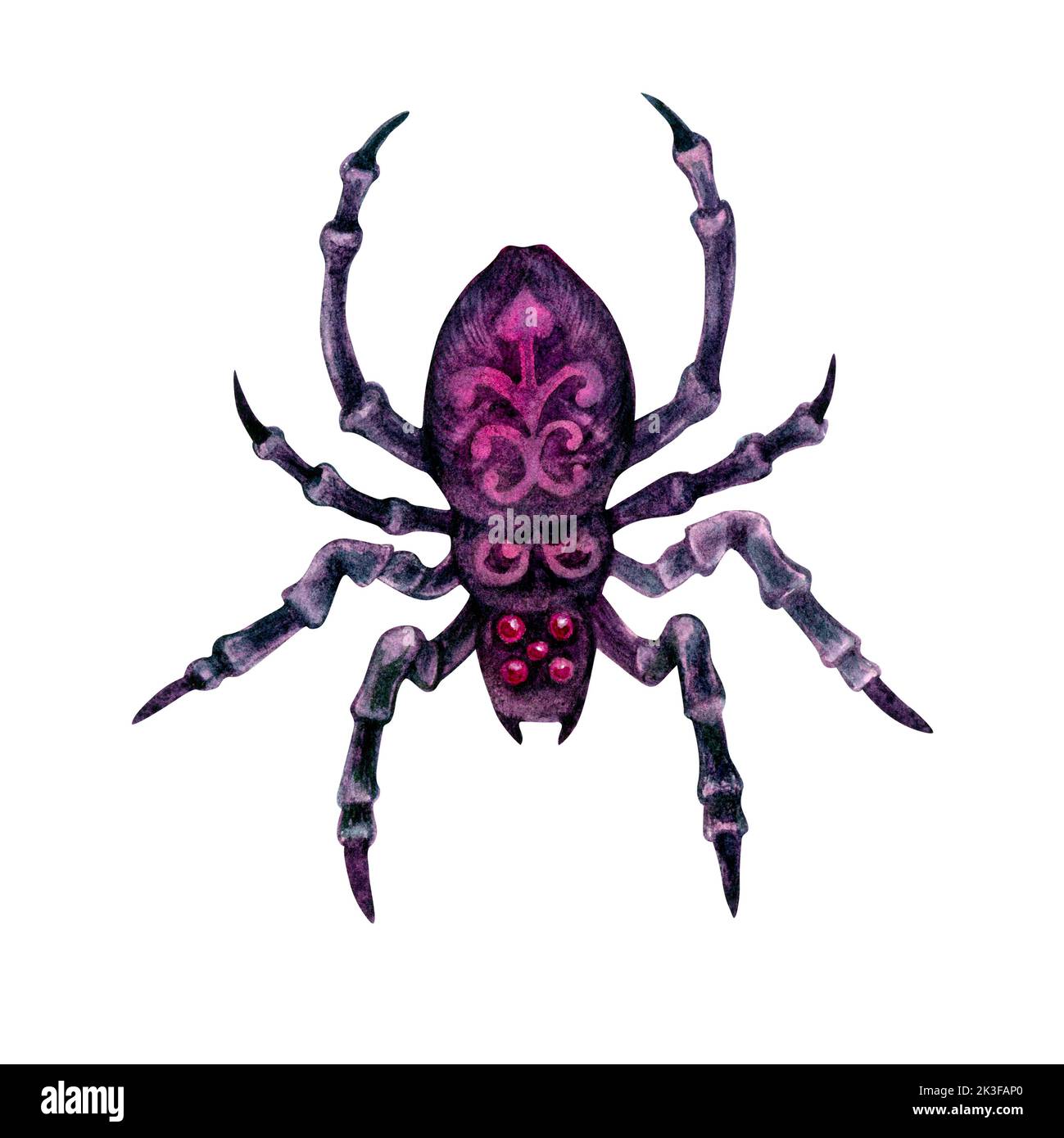 Halloween hand drawn watercolor spiders for menus, stickers, greeting ...