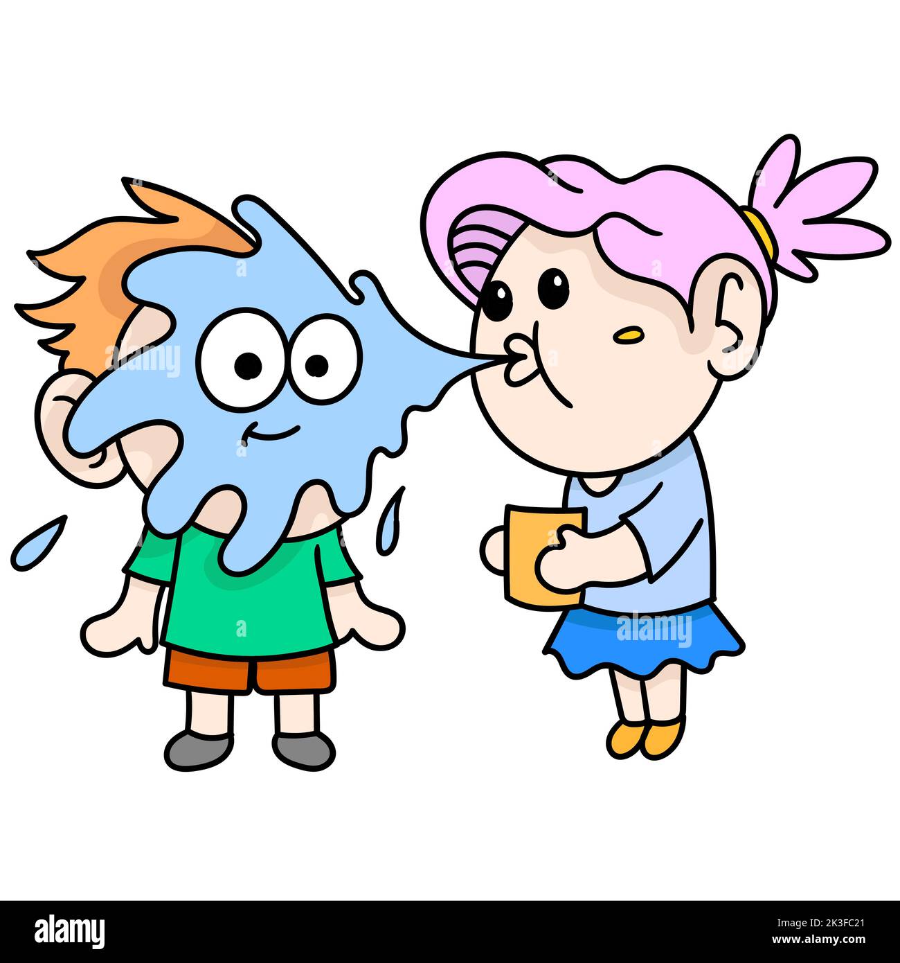 A vector of child spraying water to boy face Stock Vector Image & Art ...