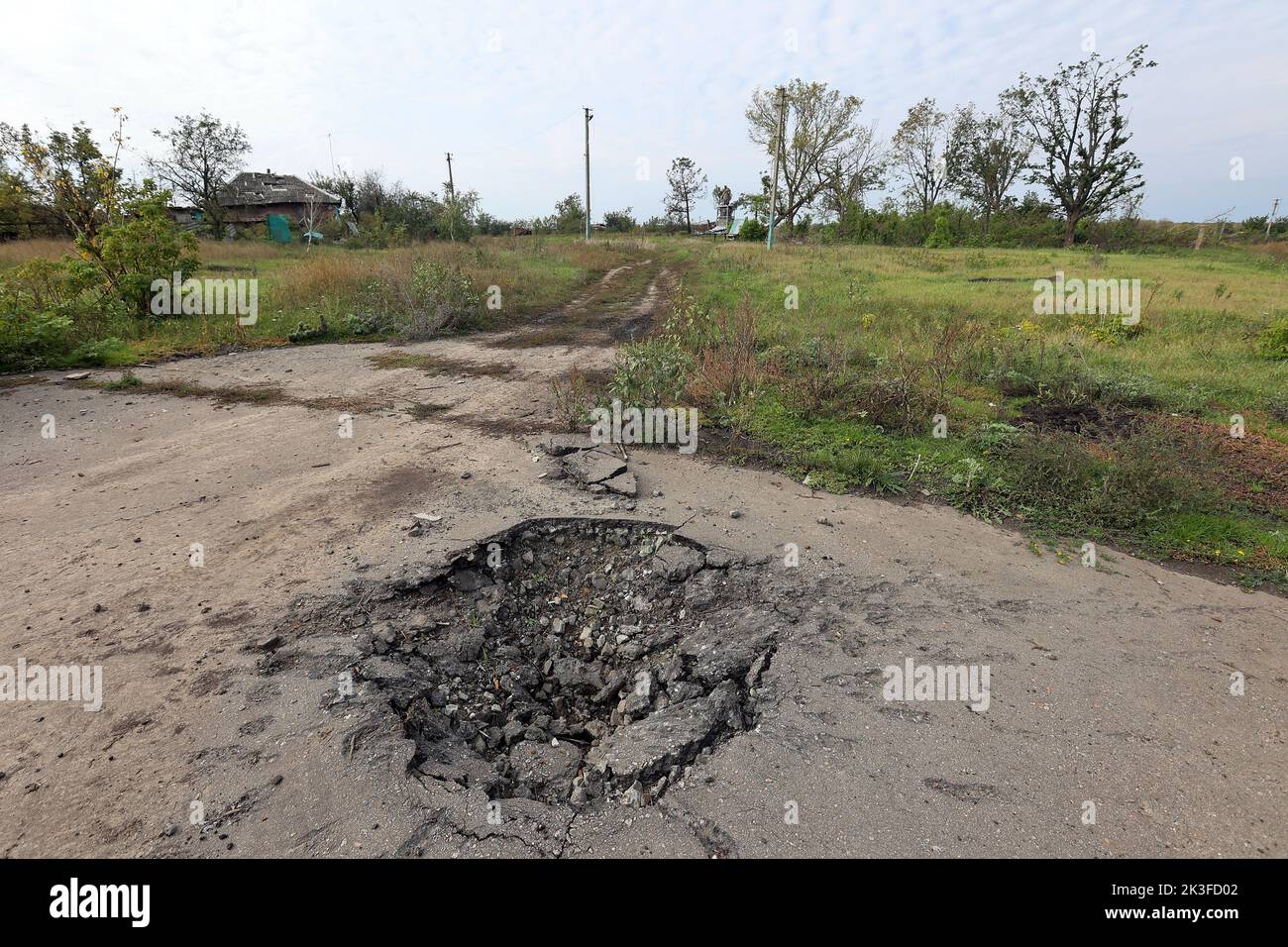 KHARKIV REGION, UKRAINE - SEPTEMBER 26, 2022 - Aftermath of hostilities ...