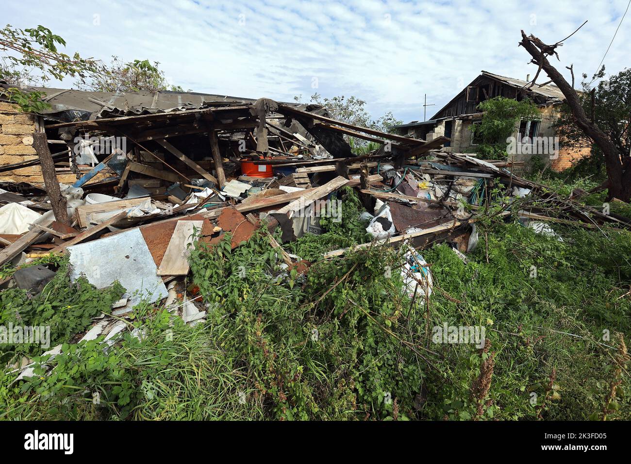 KHARKIV REGION, UKRAINE - SEPTEMBER 26, 2022 - Aftermath of hostilities ...