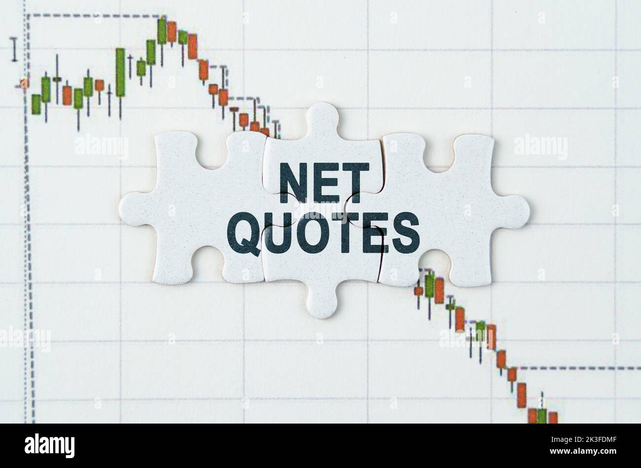 Business concept. On the quotes chart there are puzzles with the ...