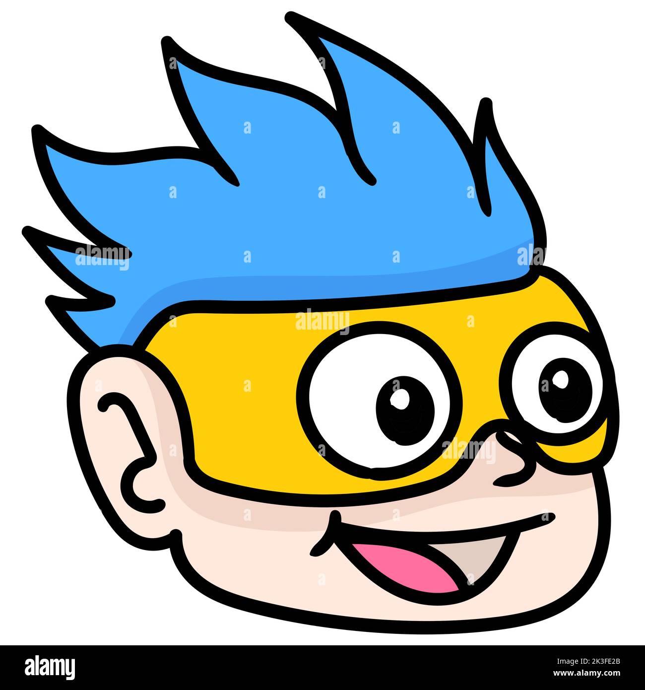 A vector of boy with blue hair and friendly smile Stock Vector Image ...
