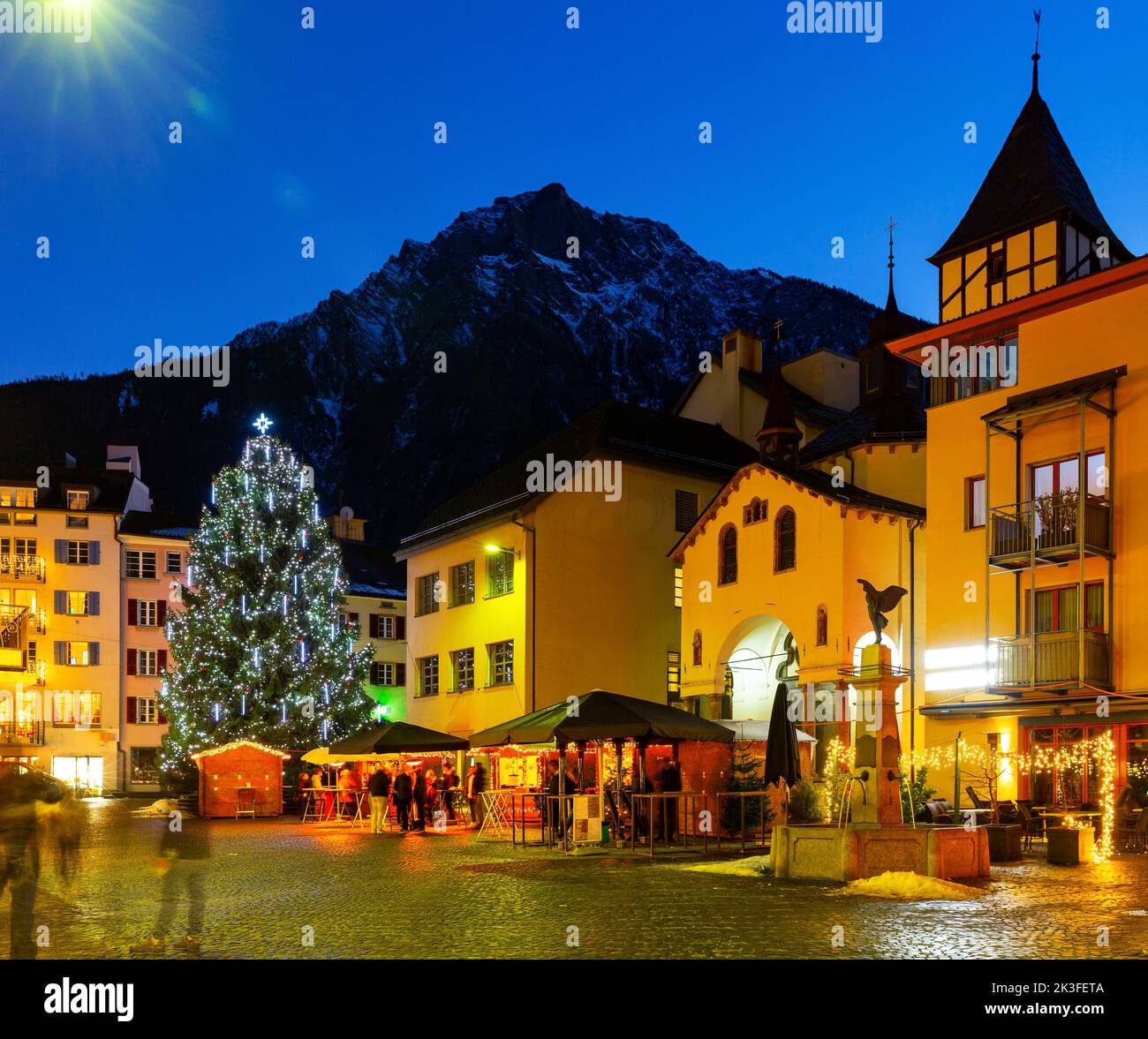 Evening landscape of Christmas city streets in Brig Stock Photo - Alamy