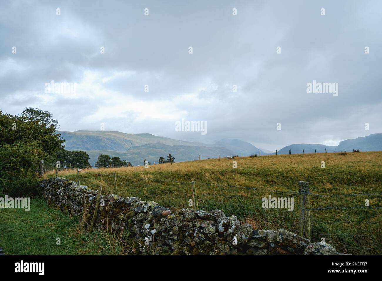 Mountains and field view in Cumbria, England, United Kingdom Stock ...