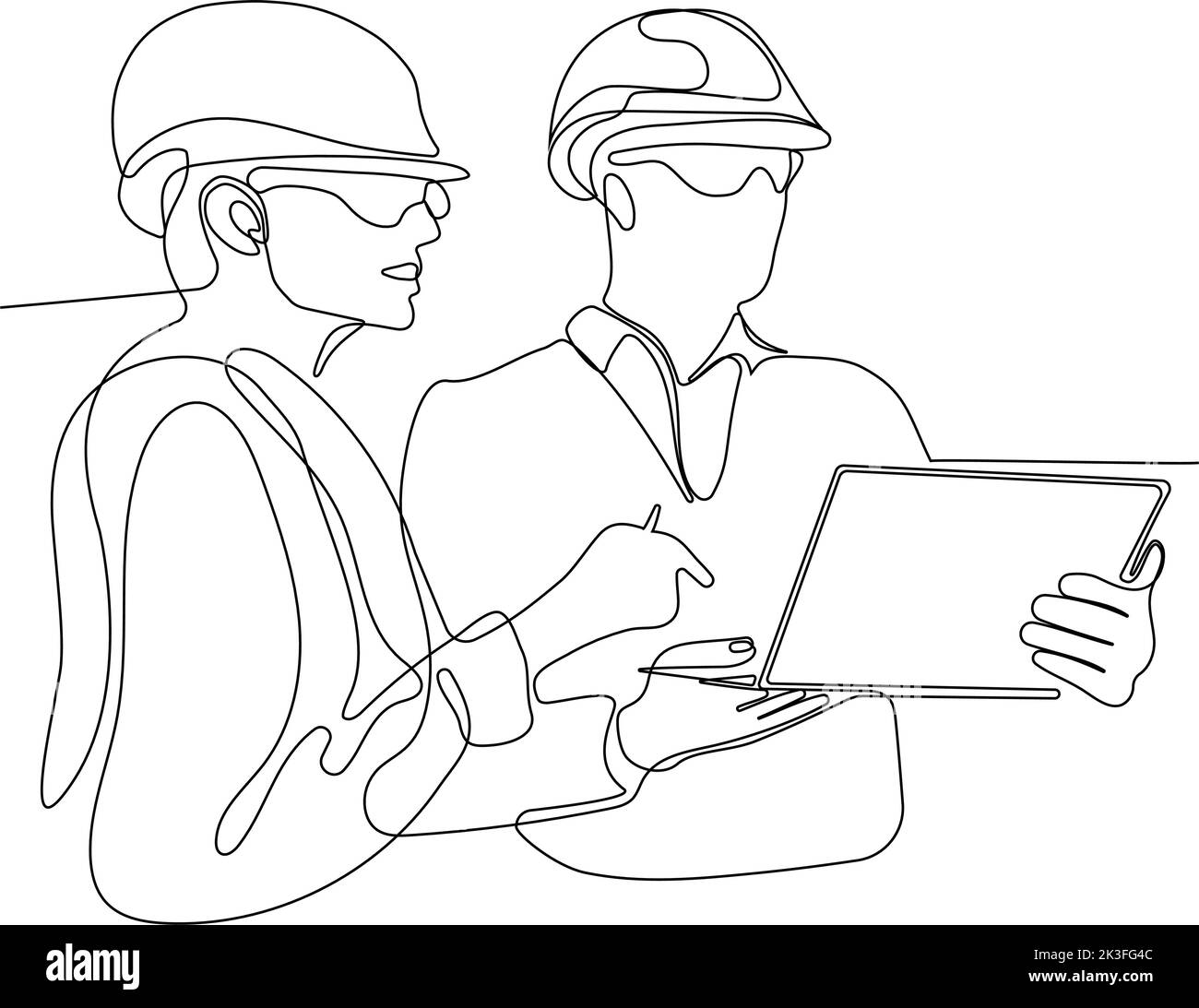 construction manager and engineer working on building site. Vector ...