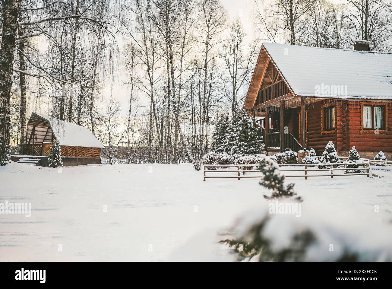 country house covered with snow in winter on a cold day Stock Photo - Alamy