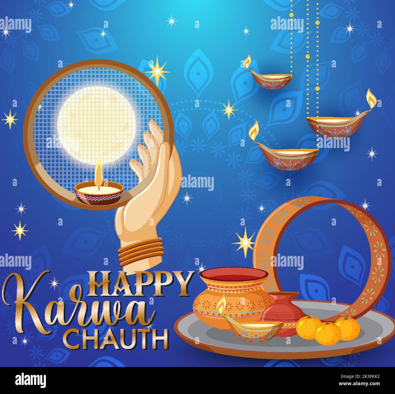 Happy Karva Chauth Poster Design illustration Stock Vector Image & Art ...