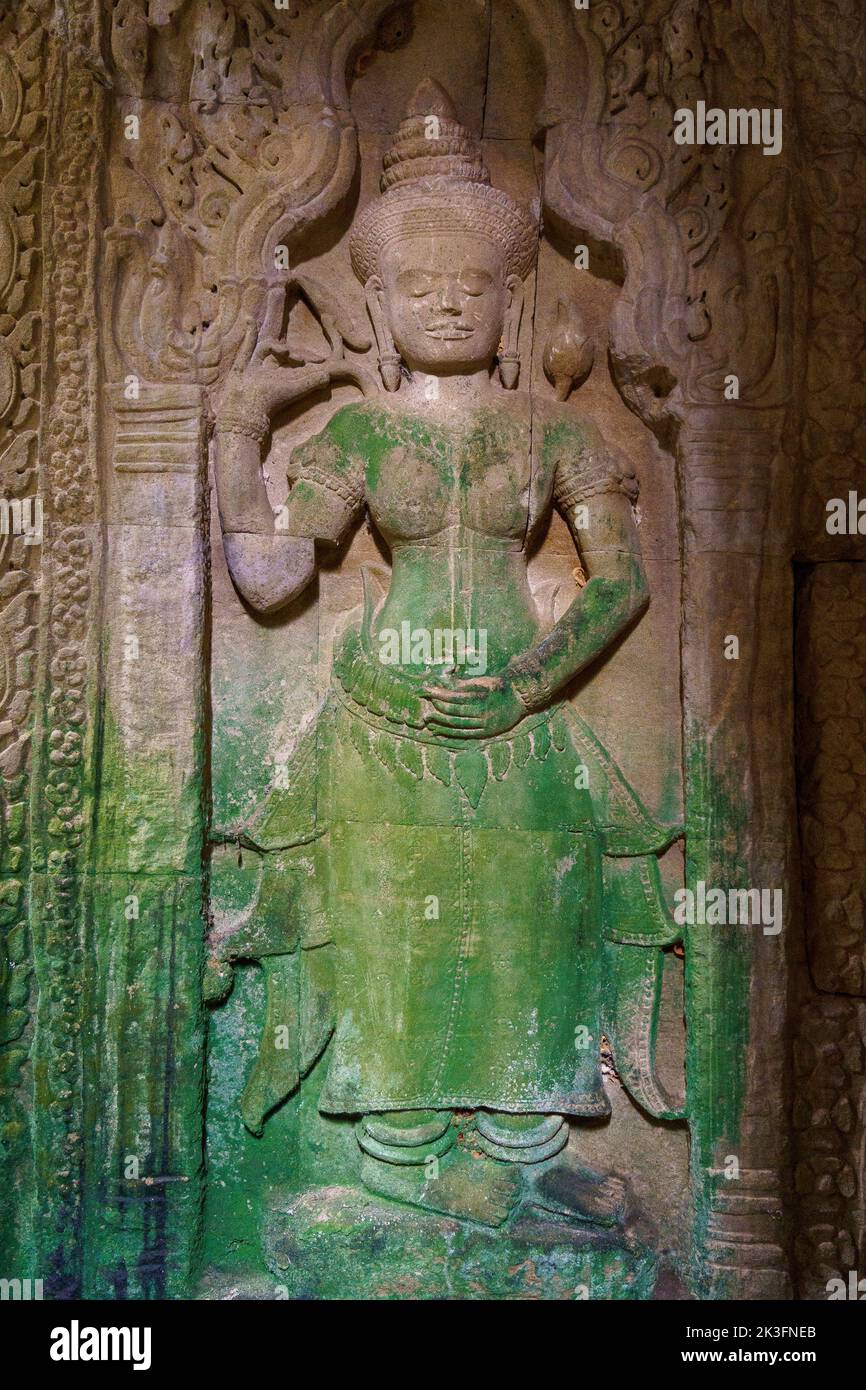 Cambodia. Siem Reap. The archaeological park of Angkor. A bas relief ...