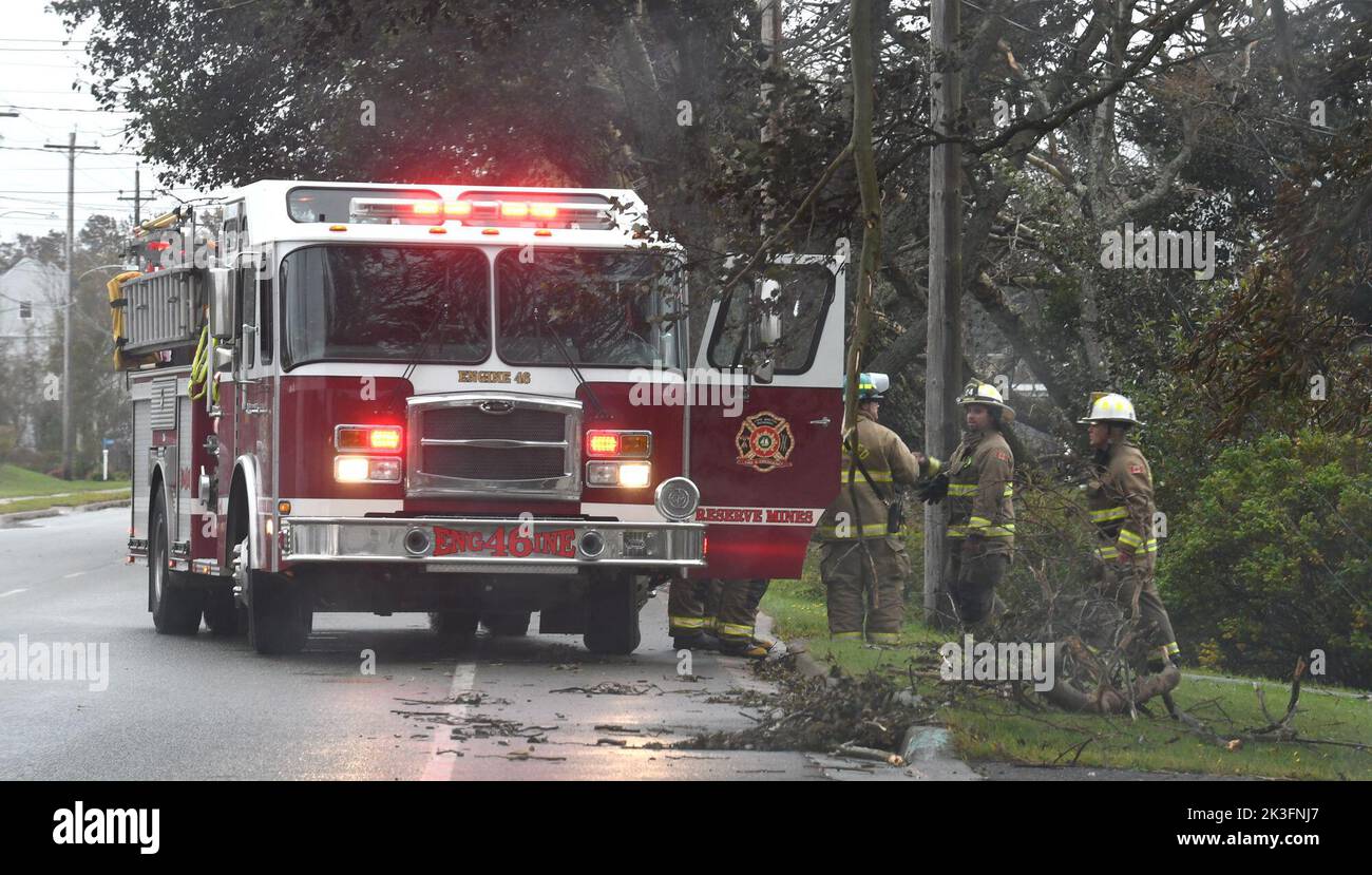 Members of the Reserve Mines Fire Department respond to a call ...