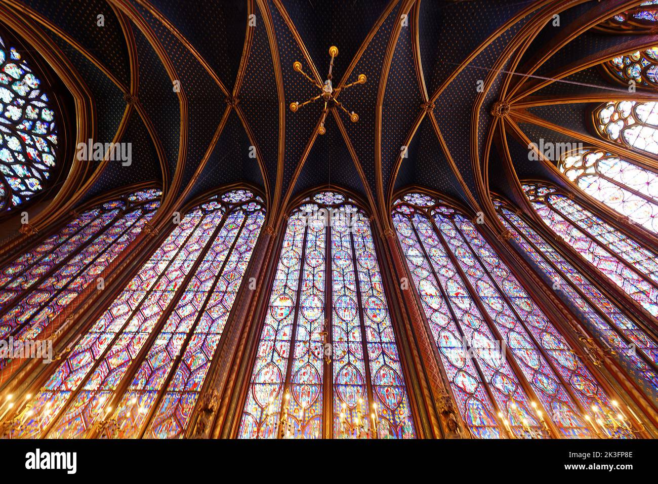 Stained glass windows inside the Sainte Chapelle a royal Medieval ...