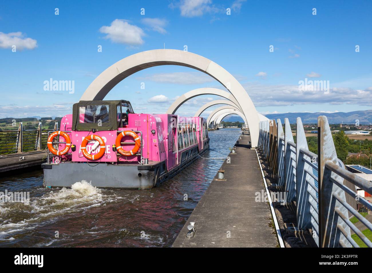 Tourist canal boat at the Falkirk Wheel, Falkirk, Scotland, UK 2022 ...