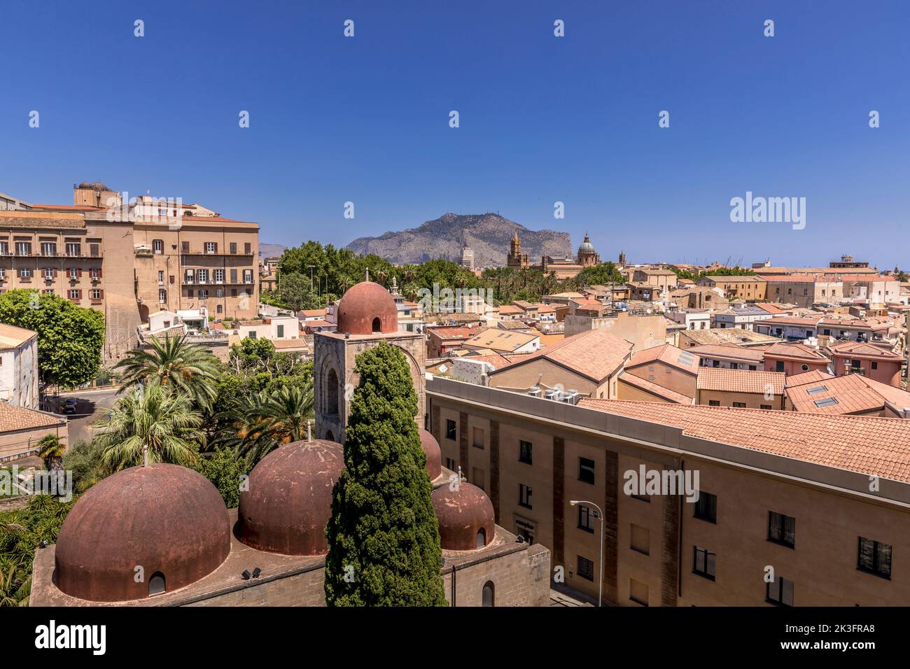 Palermo, Italy - July 7, 2020: Aerial view of Palermo with old houses ...
