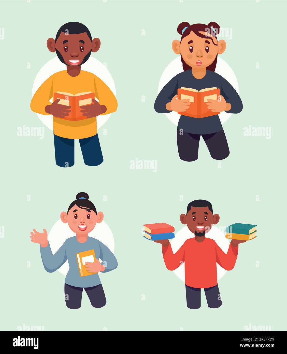 four readers group reading Stock Vector Image & Art - Alamy