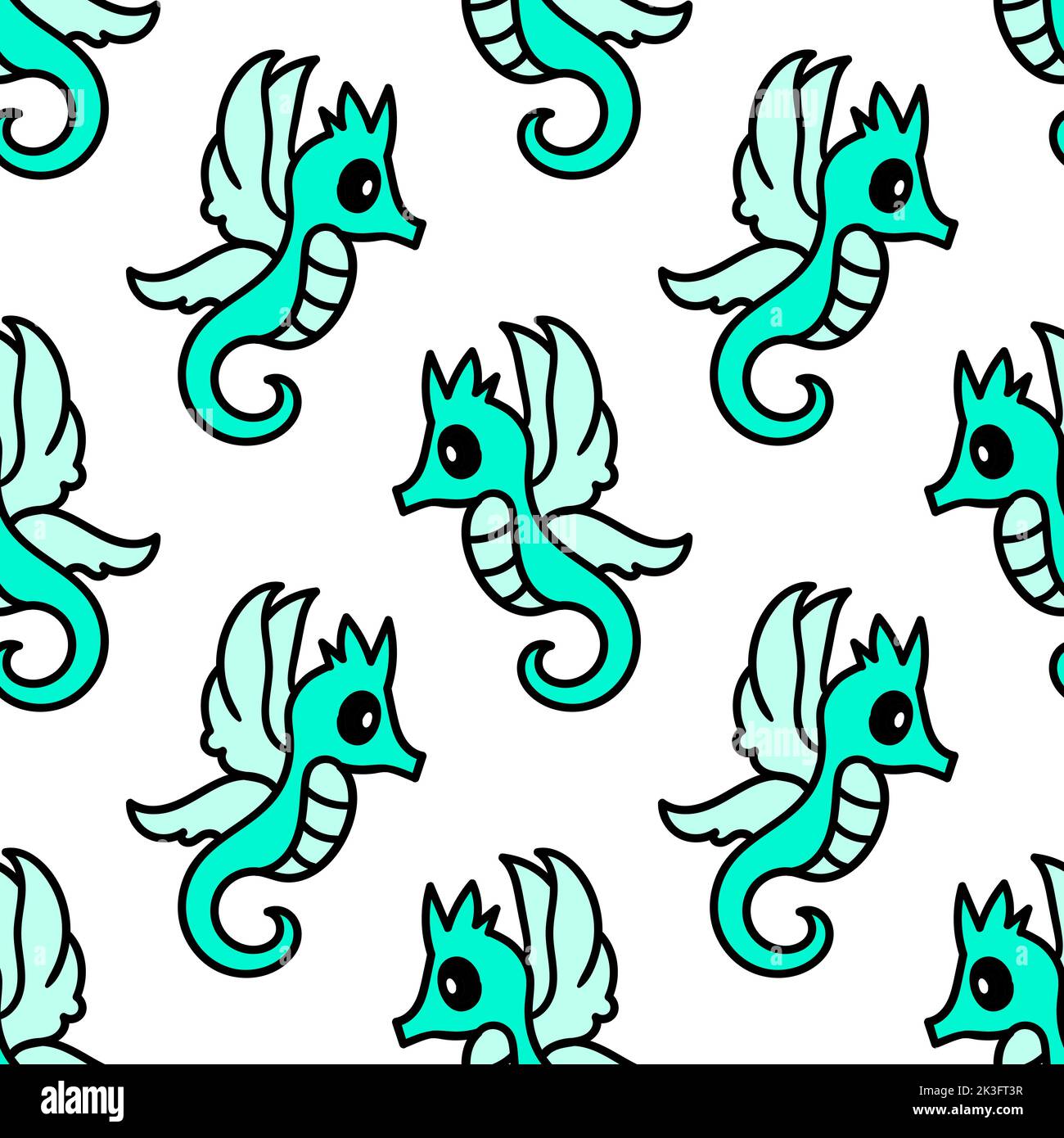 A vector illustration of cartoon blue seahorses isolated on a white ...